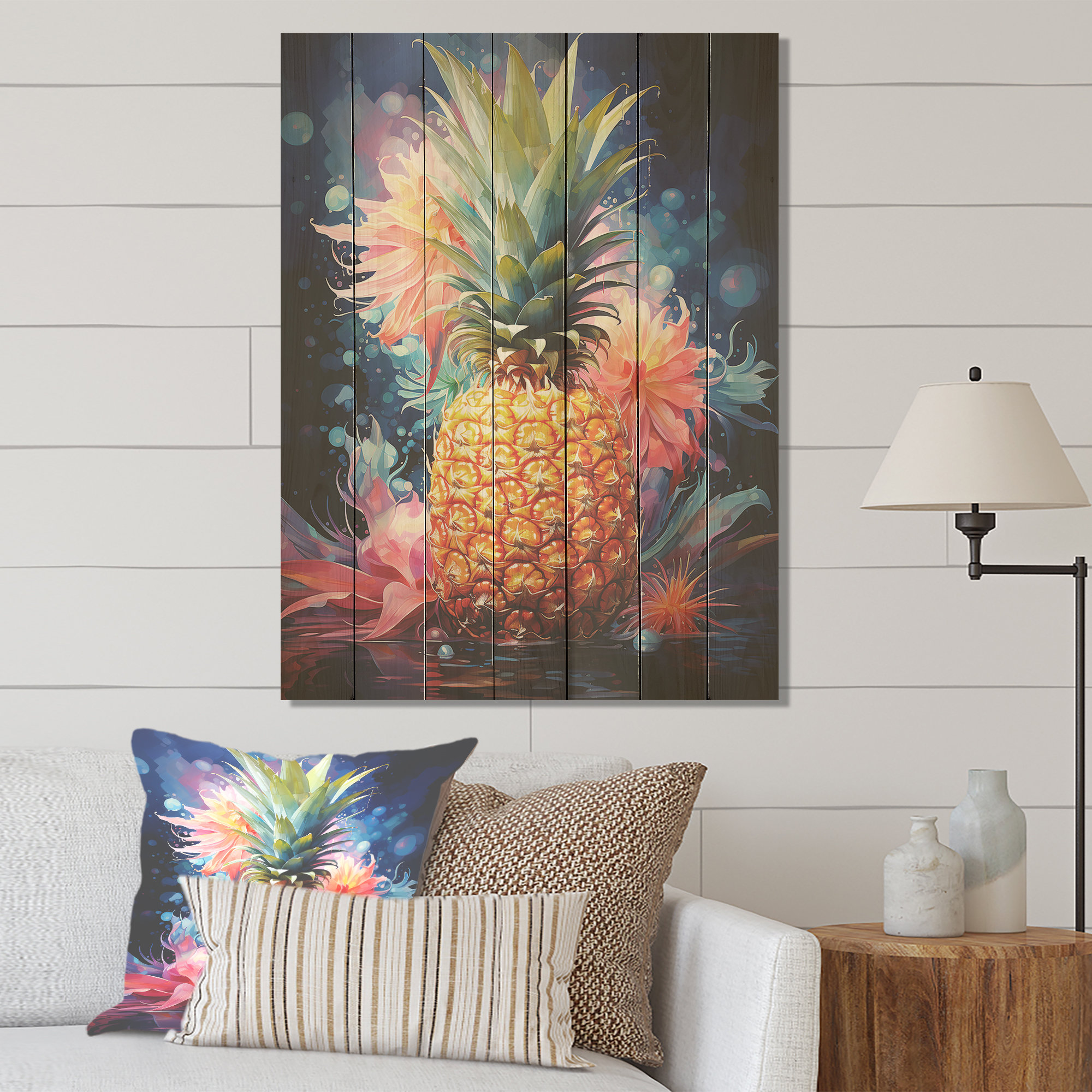 Bay Isle Home™ Green And Yellow Cosmic Pineapple I - Pineapples On Wood ...
