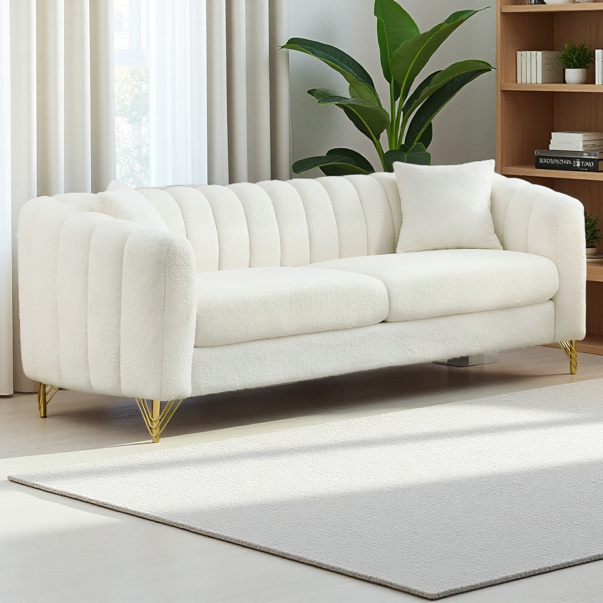 Mercer41 85" Oversized Chenille Sofa,Luxury 3 Seater Deep Couch,Modern ...