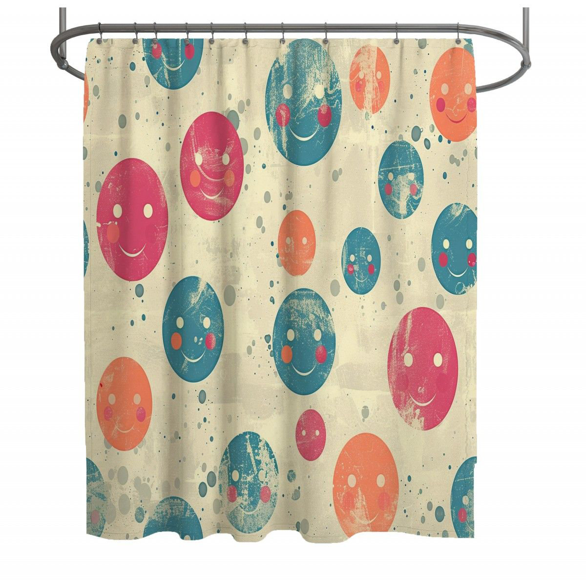 VisionDecor Smiley Shower Curtain - Pattern Bathroom Decor | Wayfair