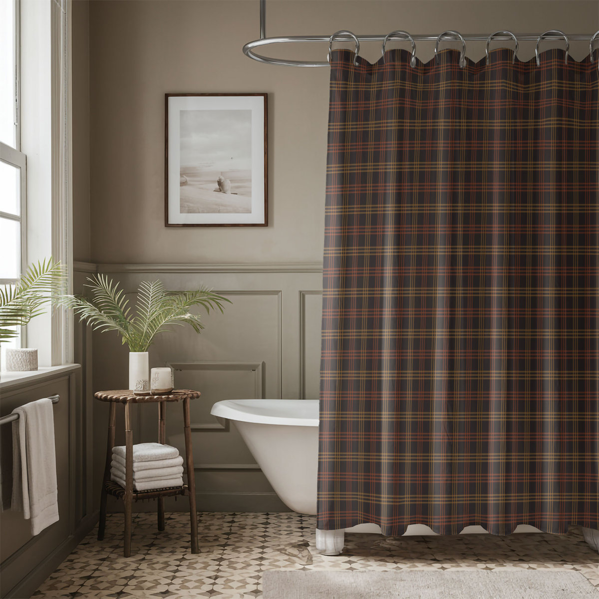 East Urban Home Harvest Plaid - 1 Piece Shower Curtain | Wayfair