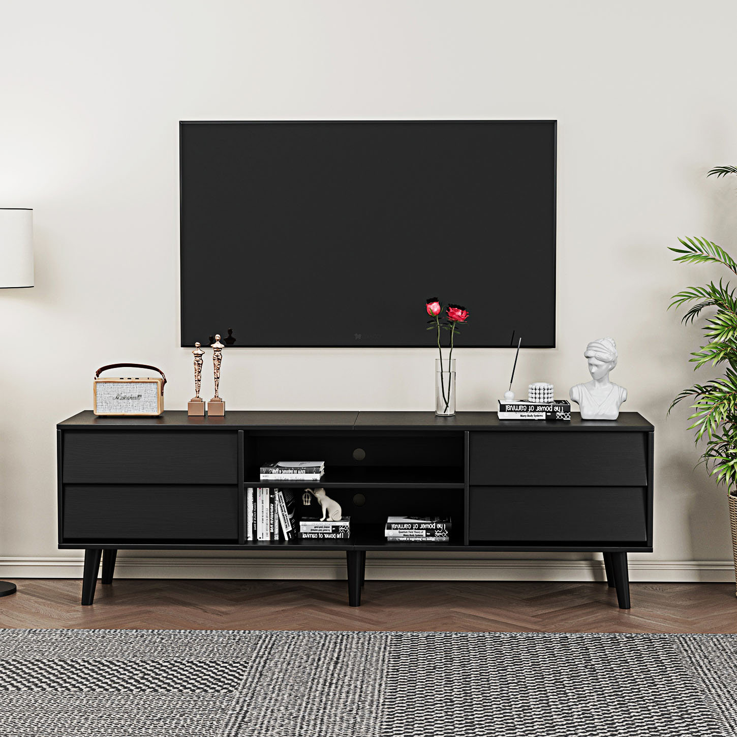 George Oliver Tv Stand, Vintage-Style Tv Stand With Drawers ...