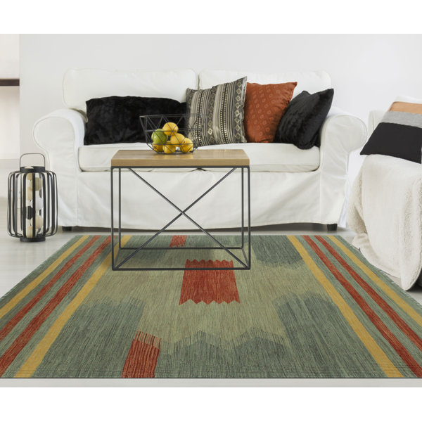 Union Rustic Brinlea Handmade Flatweave Wool Red/Green/Yellow Rug | Wayfair