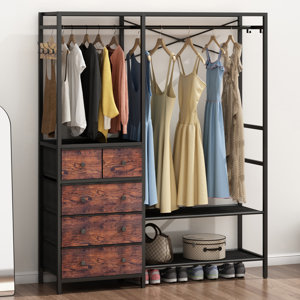 17 Stories Jalmer Clothes Rack with 5 Drawer & 4 Storage Shelf, 59"W*71 ...