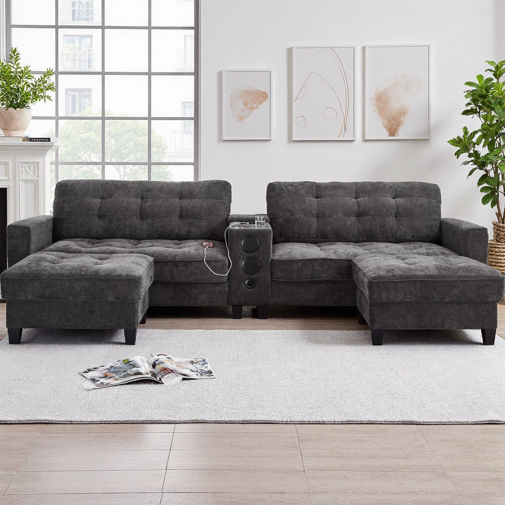 Latitude Run® 126" Modern U-Shaped Sectional Sofa with Bluetooth ...