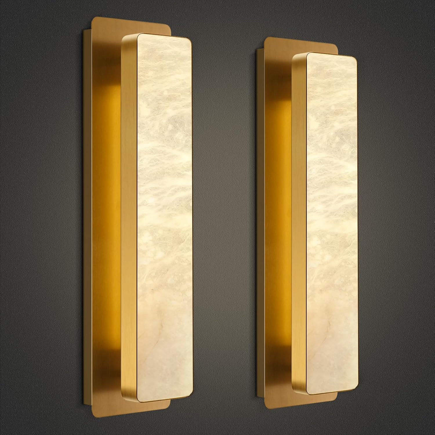 Hokku Designs Sashya 19.7" Led Natural Spanish Alabaster Wall Flush ...