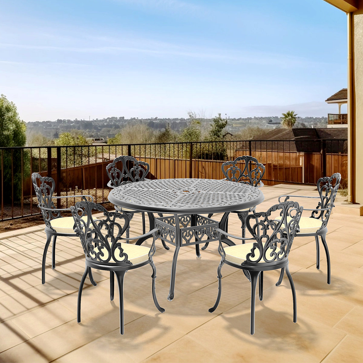 Bloomsbury Market Premium Cast Aluminum Patio Furniture Set With ...