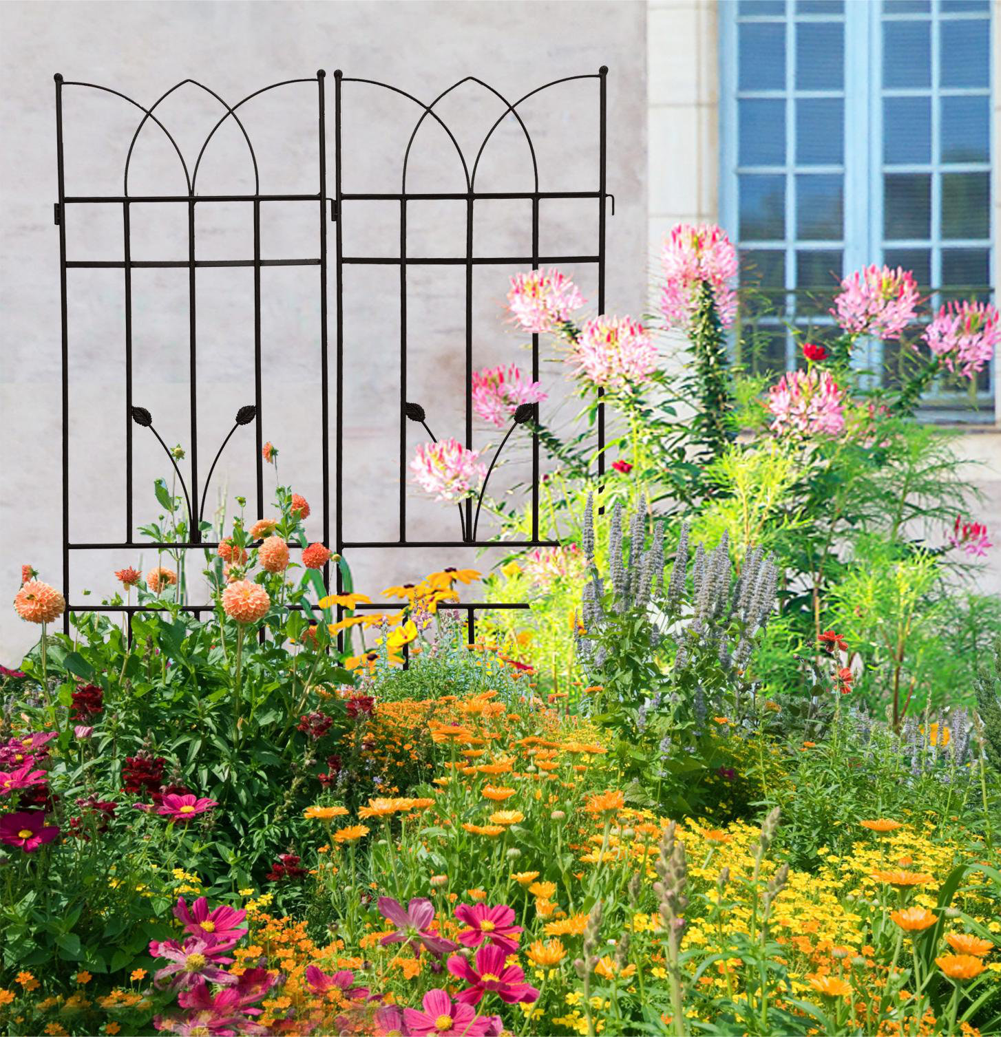 Red Barrel Studio® Severa 71'' H x 73'' W Iron Gothic Trellis Side ...