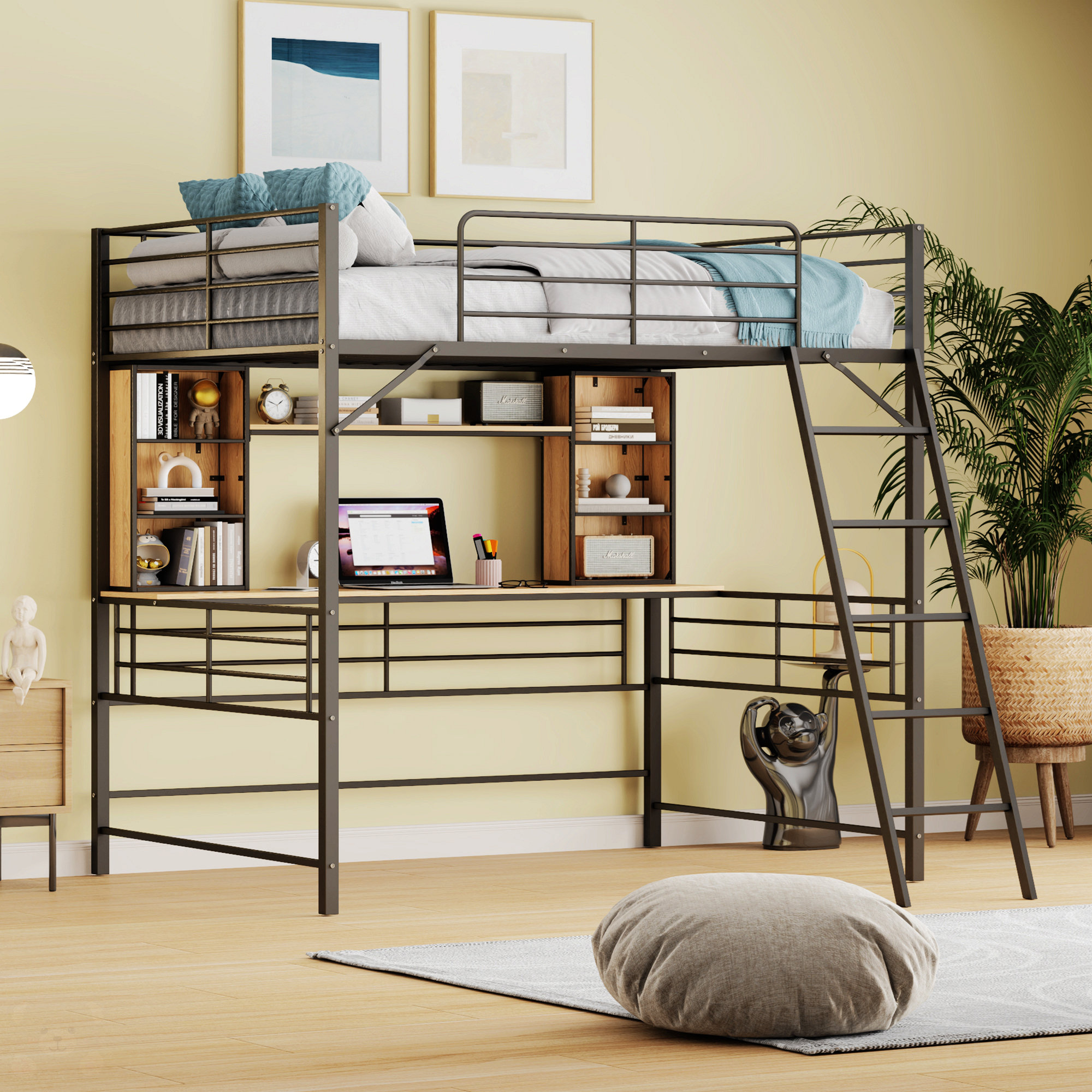 Isabelle & Max™ Full Size Loft Bed With Desk And Shelf | Wayfair