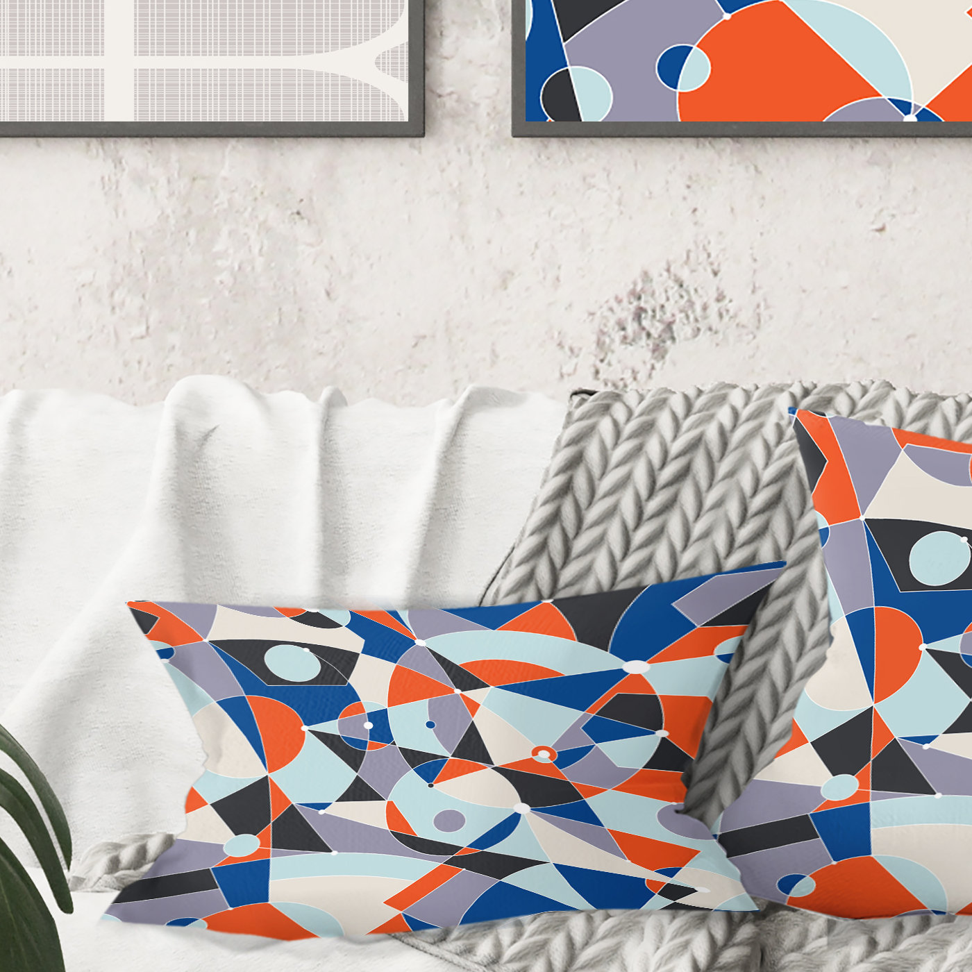 Design Art Retro Geometric Grid IV - Mid-Century Modern Printed Throw ...