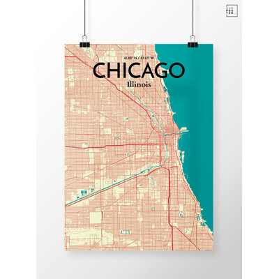 OurPoster.com " Chicago City Map " on Paper | Wayfair