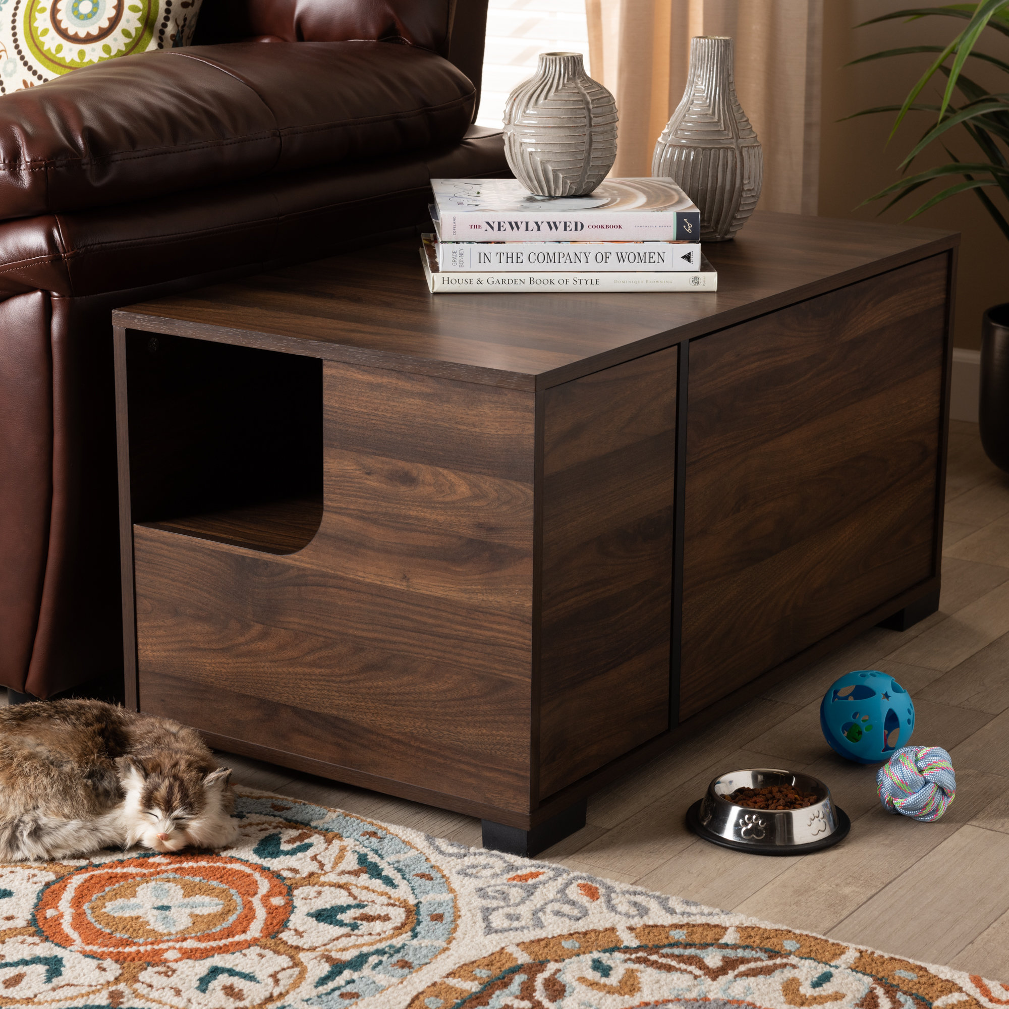 Tucker Murphy Pet™ Makale Modern And Contemporary Walnut Brown Finished ...
