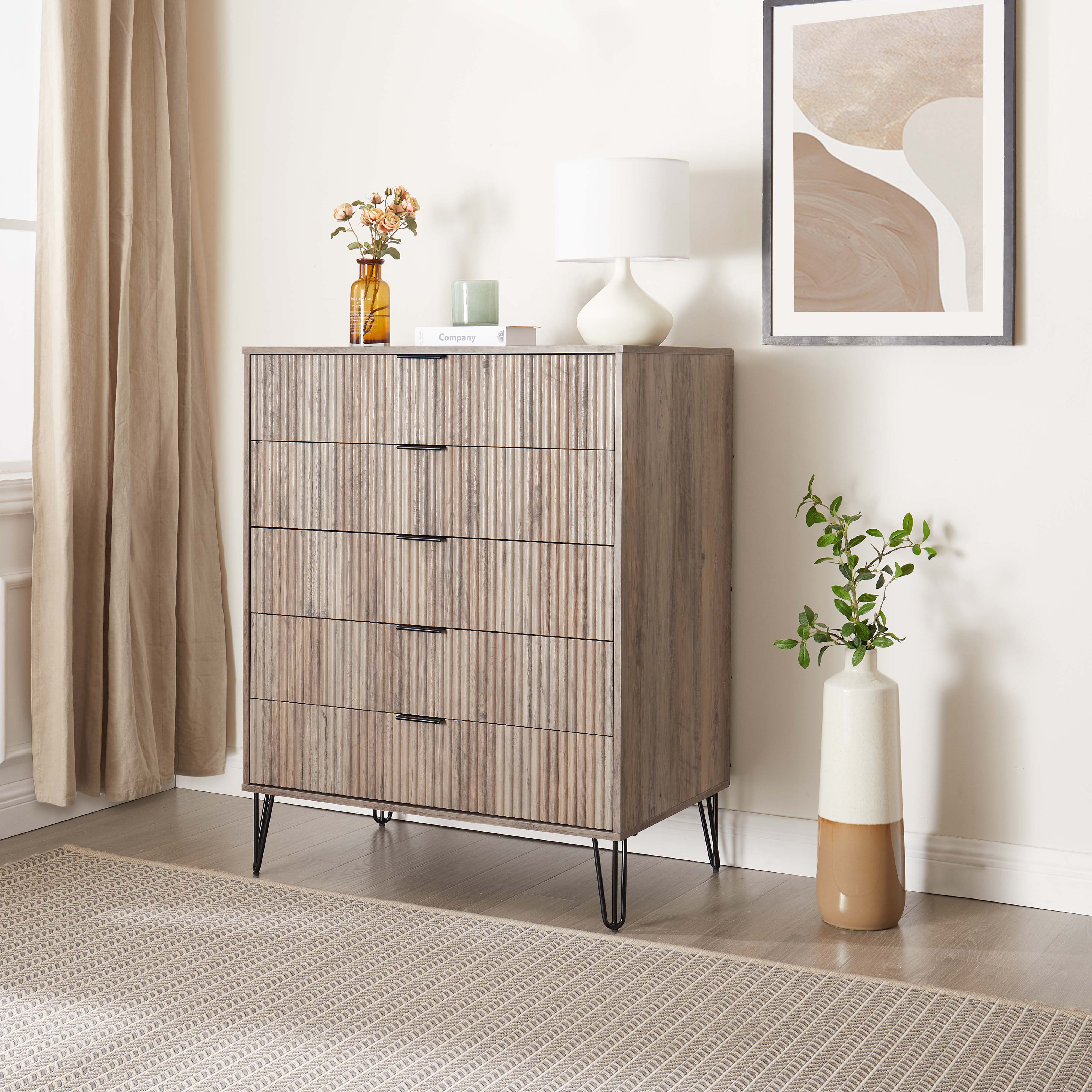Manhattan Comfort Bancroft 35" W Dresser with 5 Full Extension Drawers ...