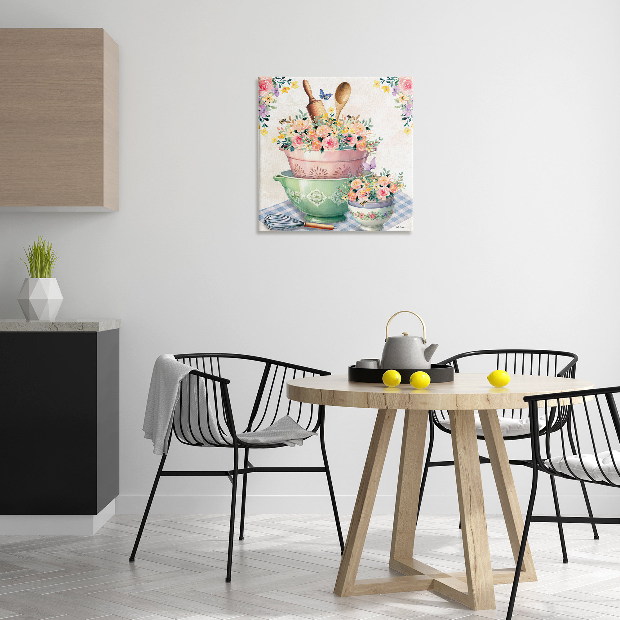 August Grove® Floral Kitchen Bowls Stack Canvas Wall Art by Nicole ...