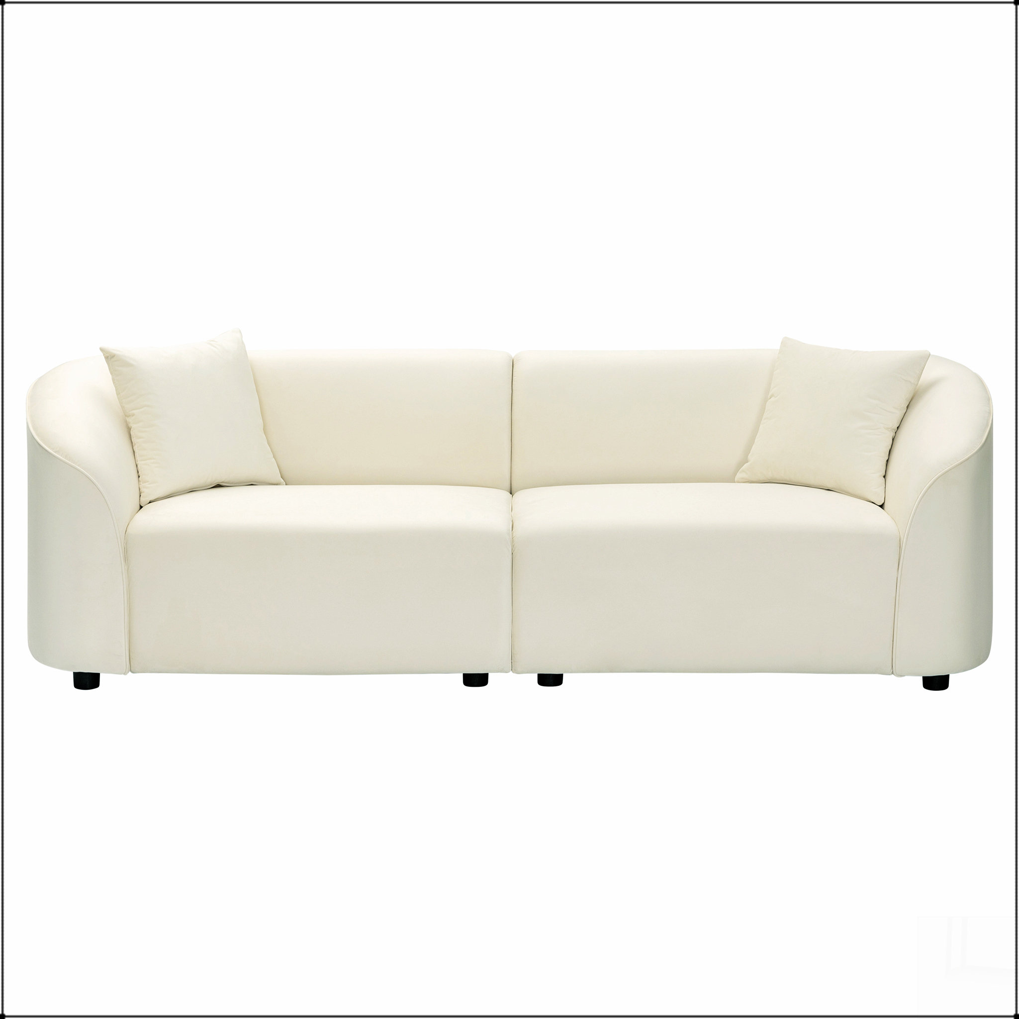 Mercer41 87 Curved Contemporary Sofa Plush Seating Streamlined Design ...