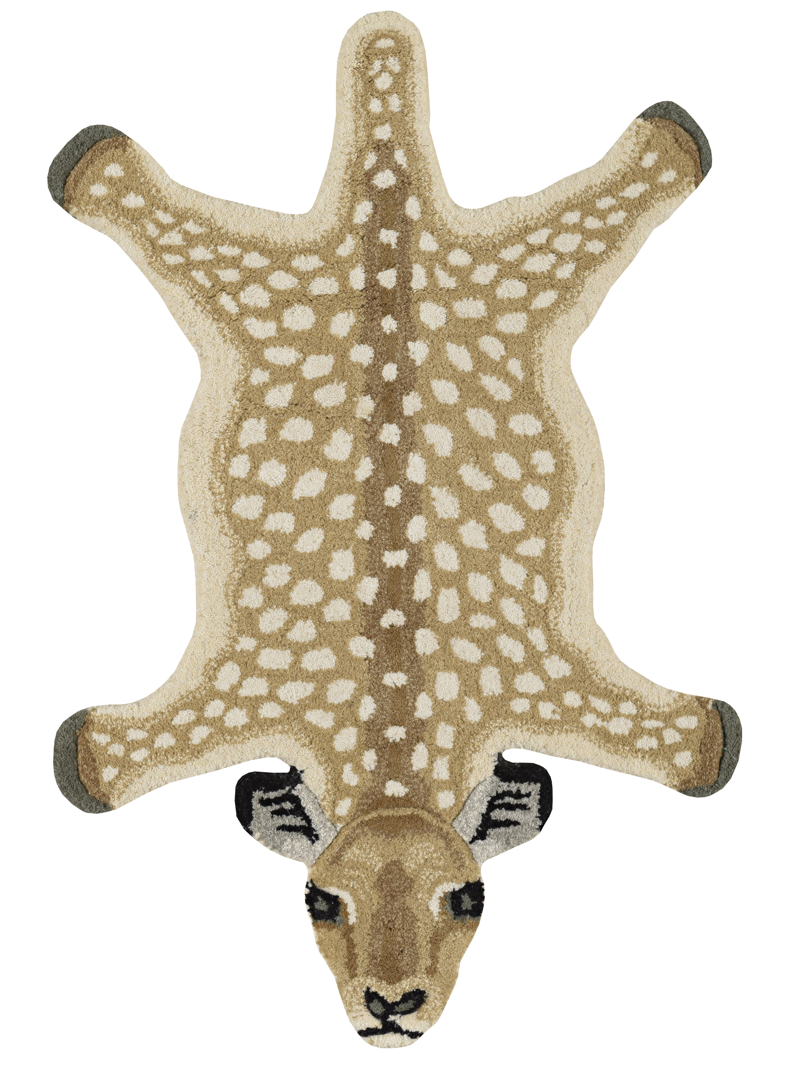 Bungalow Rose Harjo Antelope Shaped Beige And Brown Accent Rug | Wayfair