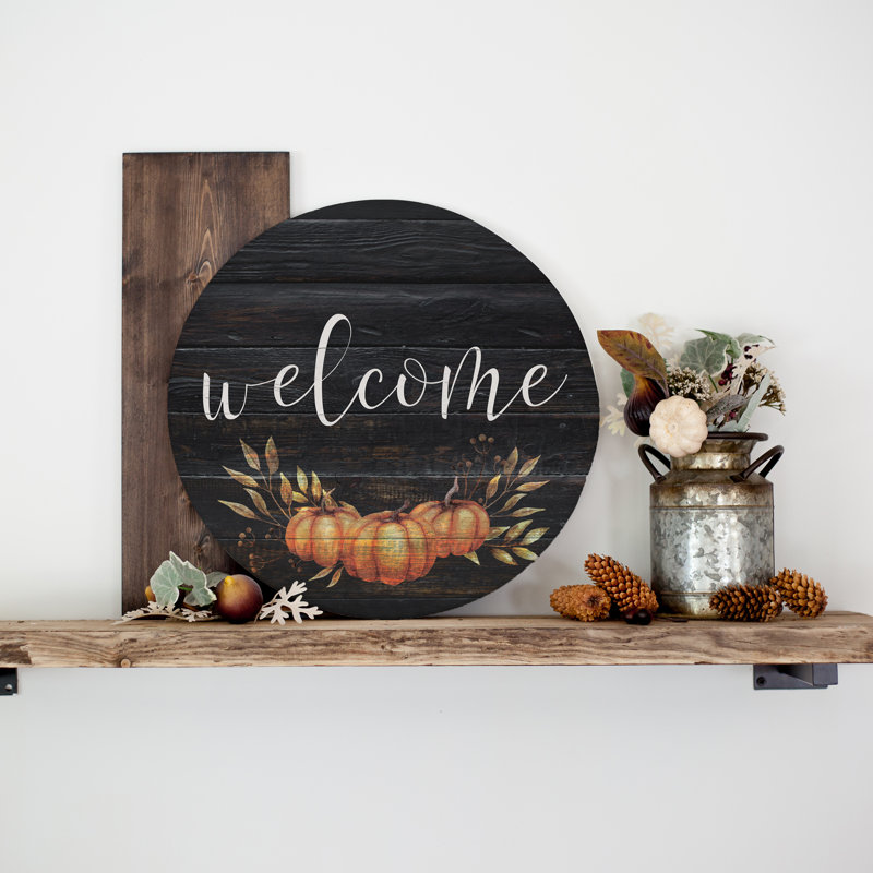 August Grove® Welcome Pumpkin Black Circle | Wayfair