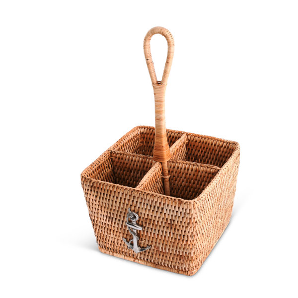 Vagabond House Anchor Hand Woven Wicker Rattan Flatware Caddy | Perigold