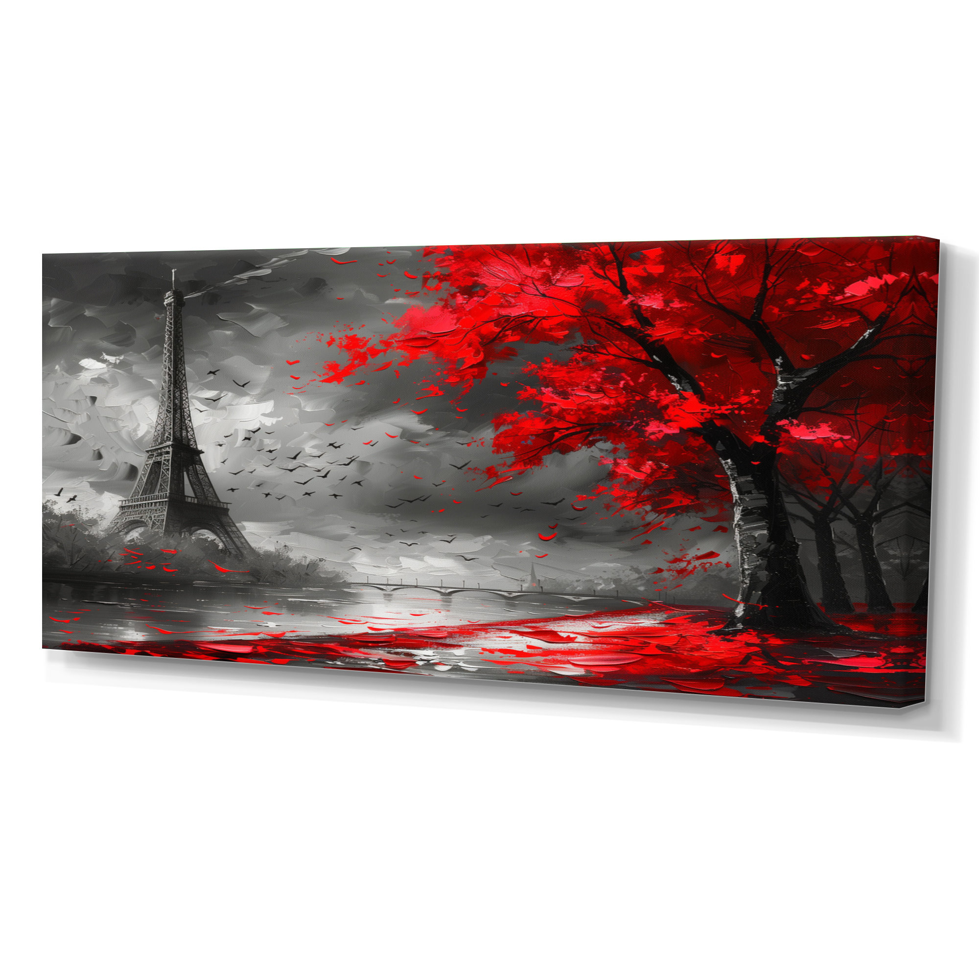 Winston Porter Monochrome Red Eiffel Tower Paris III - City Paris Wall ...