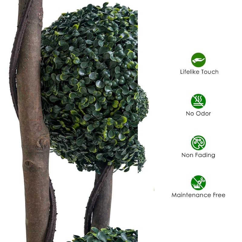 Primrue 45 Inches Artificial Triple Boxwood Topiary Ball Trees | Wayfair