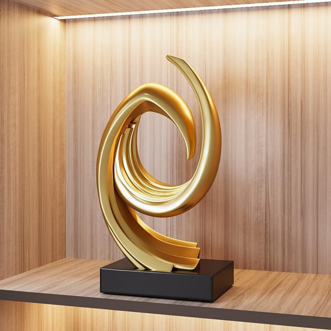 Mercer41 Golden Wave Resin Origami Statue Modern Abstract Home ...