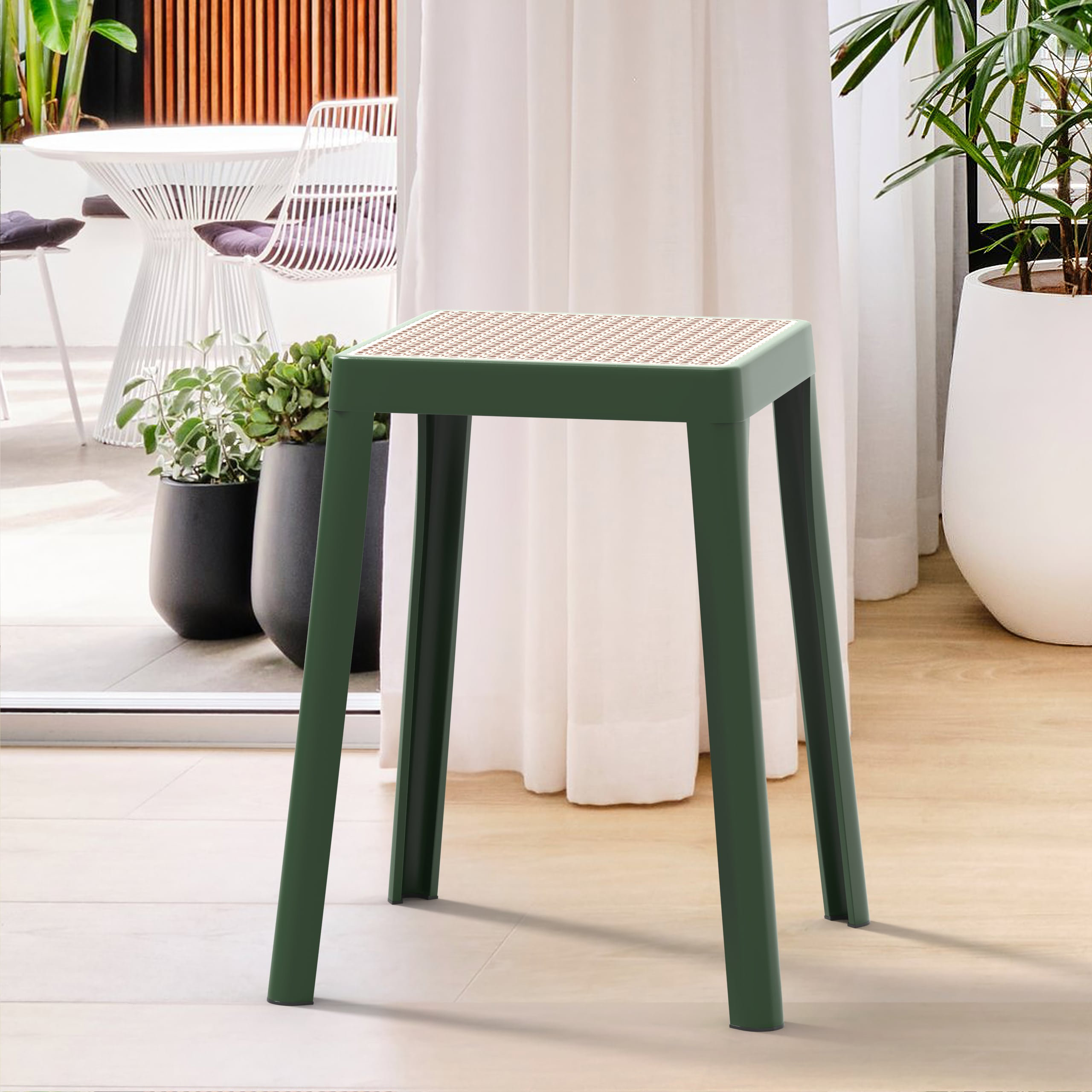 Ebern Designs Dantoni Plastic Accent Stool Stackable Dining Kitchen ...