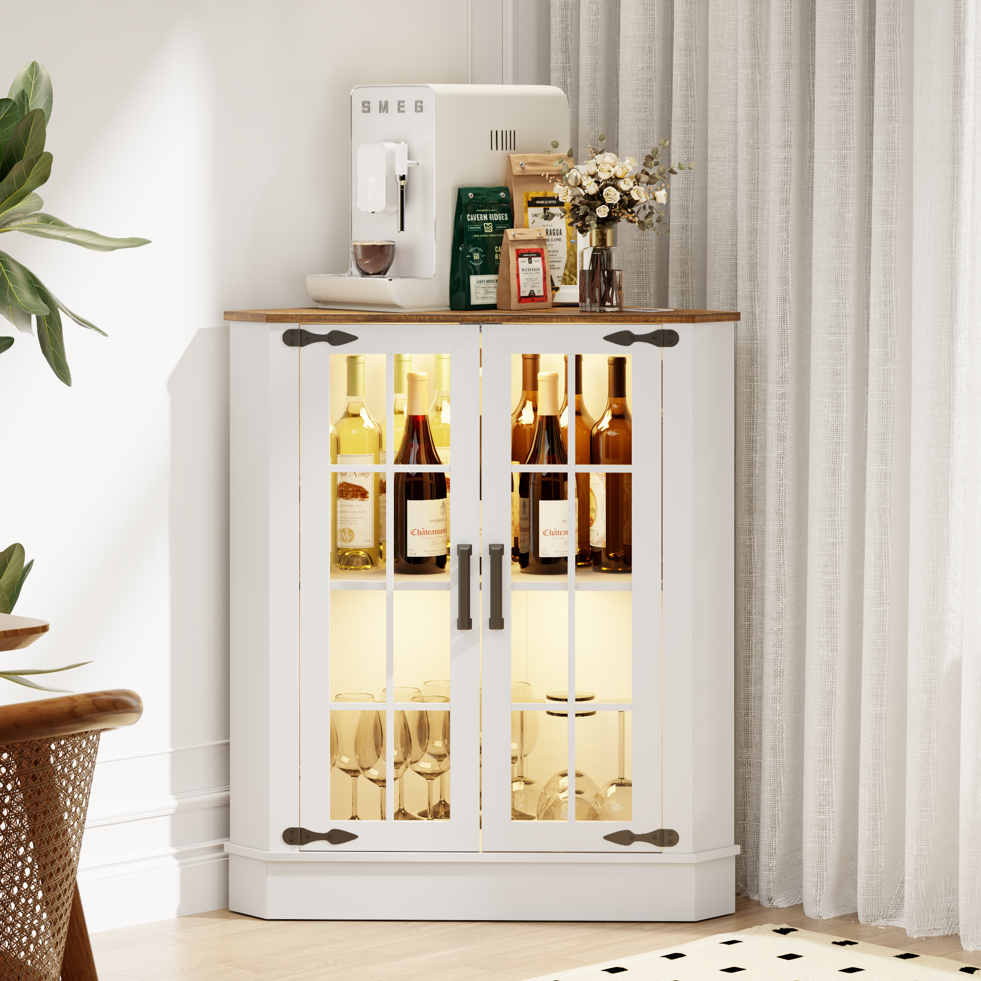 Winston Porter Sonte 2 - Door Corner Accent Cabinet With LED Light ...