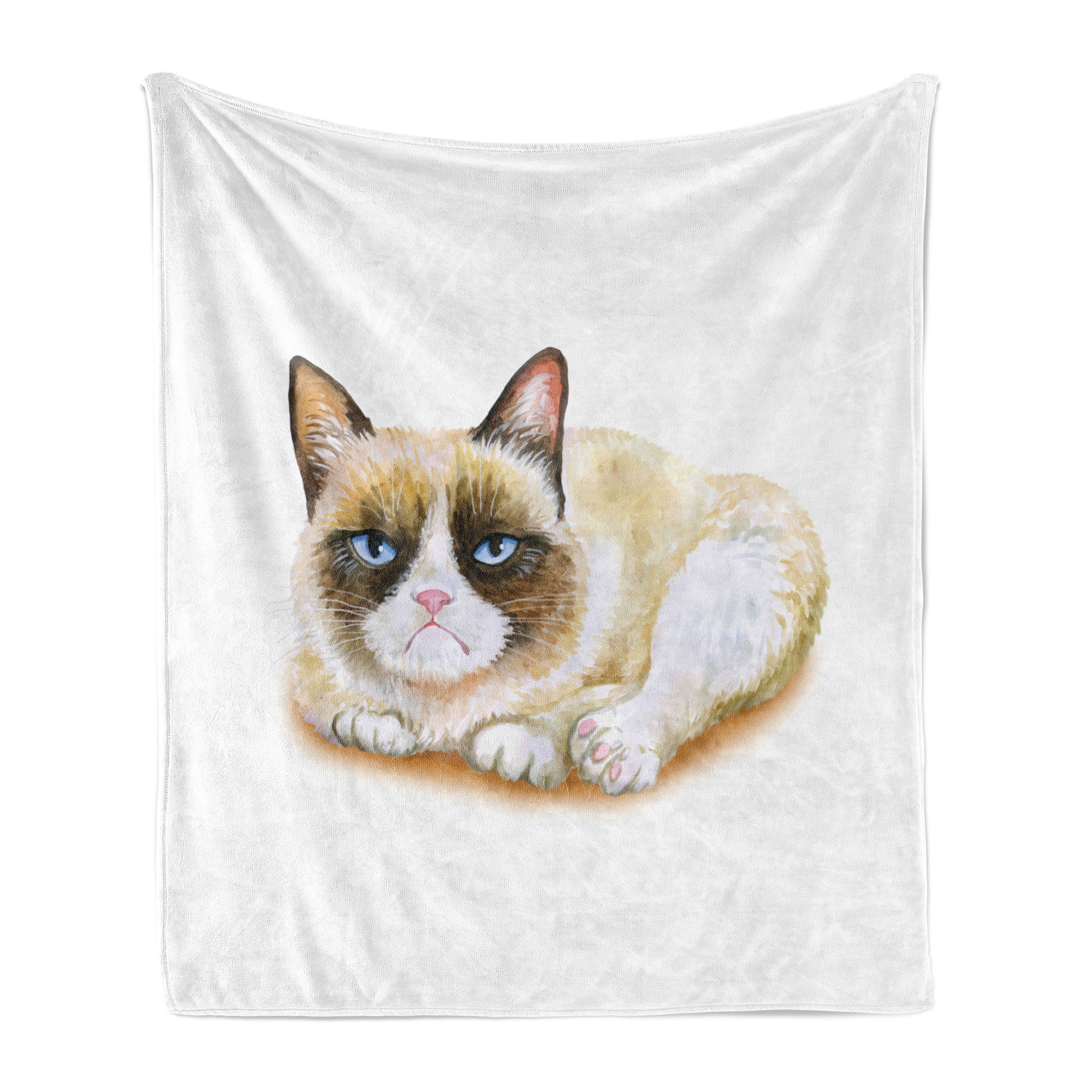 Ambesonne Animal Fleece Throw Blanket Grumpy Angry Cat Love | Wayfair
