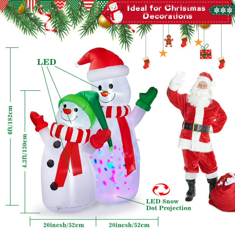 The Holiday Aisle® Christmas Snowman Blow-up Inflatable & Reviews | Wayfair