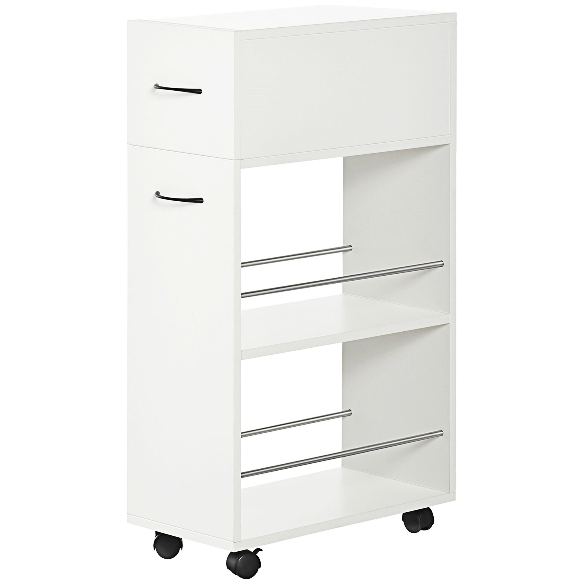 Latitude Run® 3- Tier Slim Storage Cart, Rolling Narrow Kitchen Cart On ...