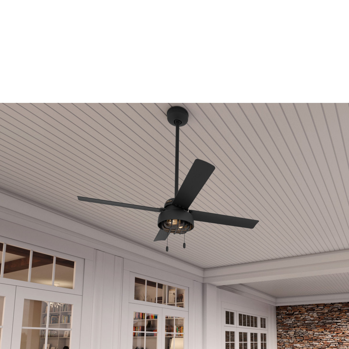 Hunter Fan 52" Spring Mill 4 - Blade Damp Rated Ceiling Fan With LED ...