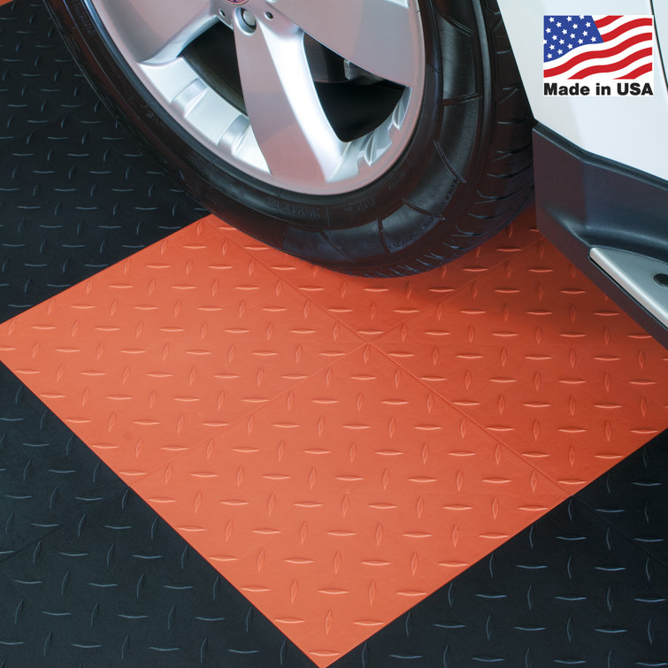 BlockTile 12'' W x 12'' L Garage Flooring Tiles in Orange | Wayfair