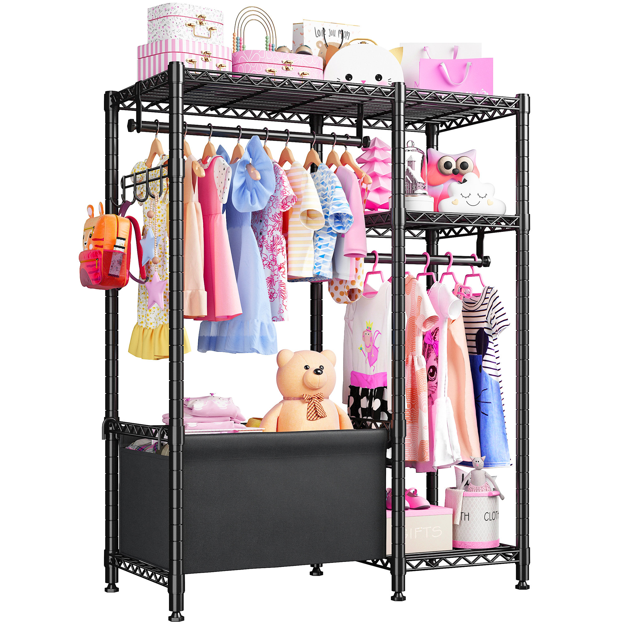 Rebrilliant Modestia 55.1''H Clothing Rack Cute Clothes Rack Adjustable ...