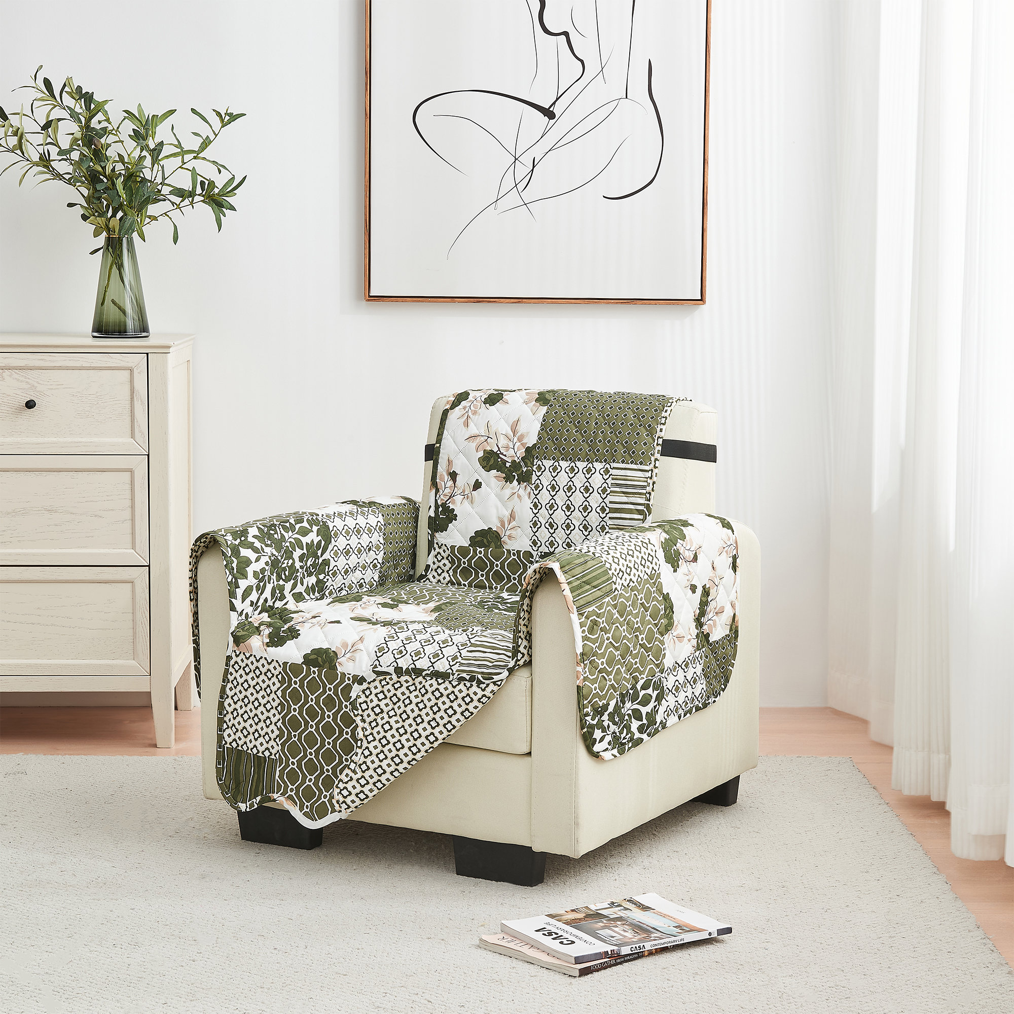 August Grove® Patchwork Reversible Chair Pet Furniture Protector ...