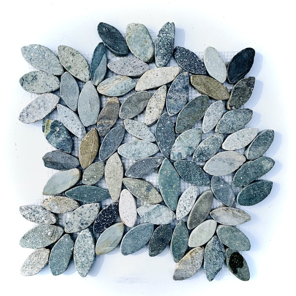 FuStone Flower Shape Pebble Mosaic 12" x 12" Sea Pebbles for Wall ...
