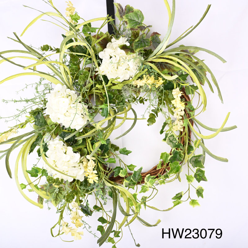 Primrue Handcrafted Faux Spring Summer 26'' Floral Wreath for Front ...