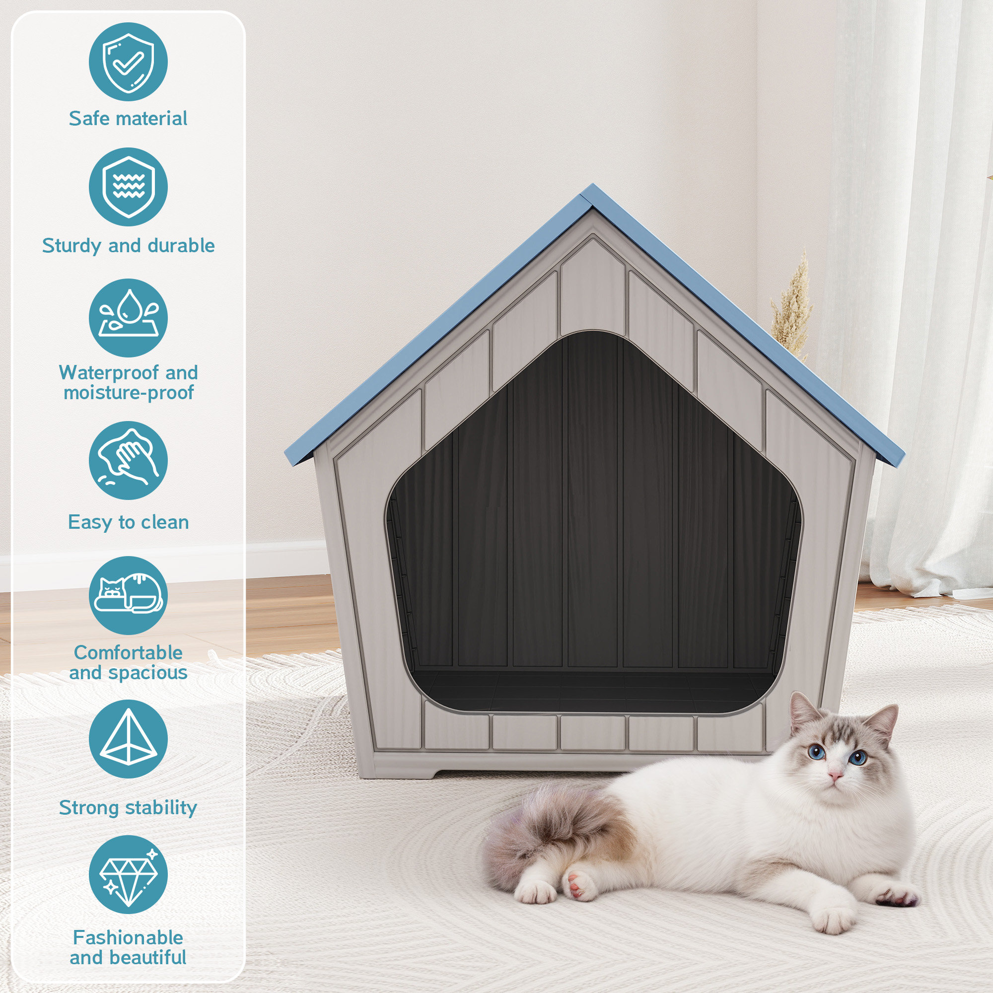KAMABOKO Dog House Outdoor Indoor for Small Dogs - Plastic Pet Shelter ...