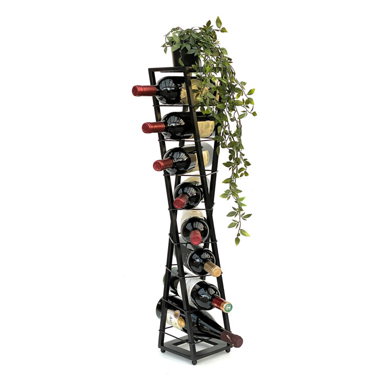 Brayden Studio Bedeau 8 Bottle Floor Wine Bottle Rack Black | Wayfair.co.uk