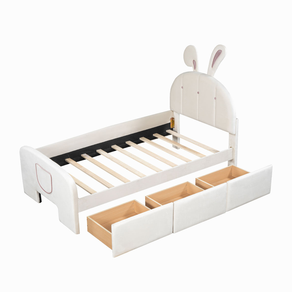 Ophelia & Co. Velvet Platform Bed with Rabbit-Shaped Headboard, with ...