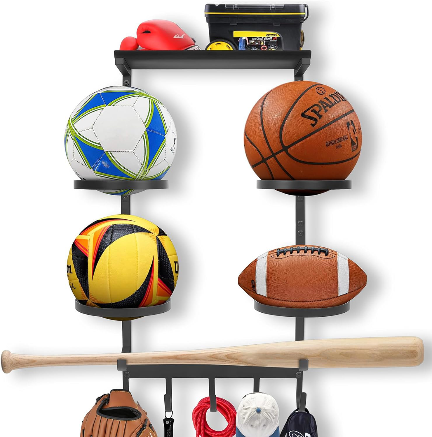 Latitude Run® Wall Mount Ball Display Storage, Adjustable Metal Sport ...