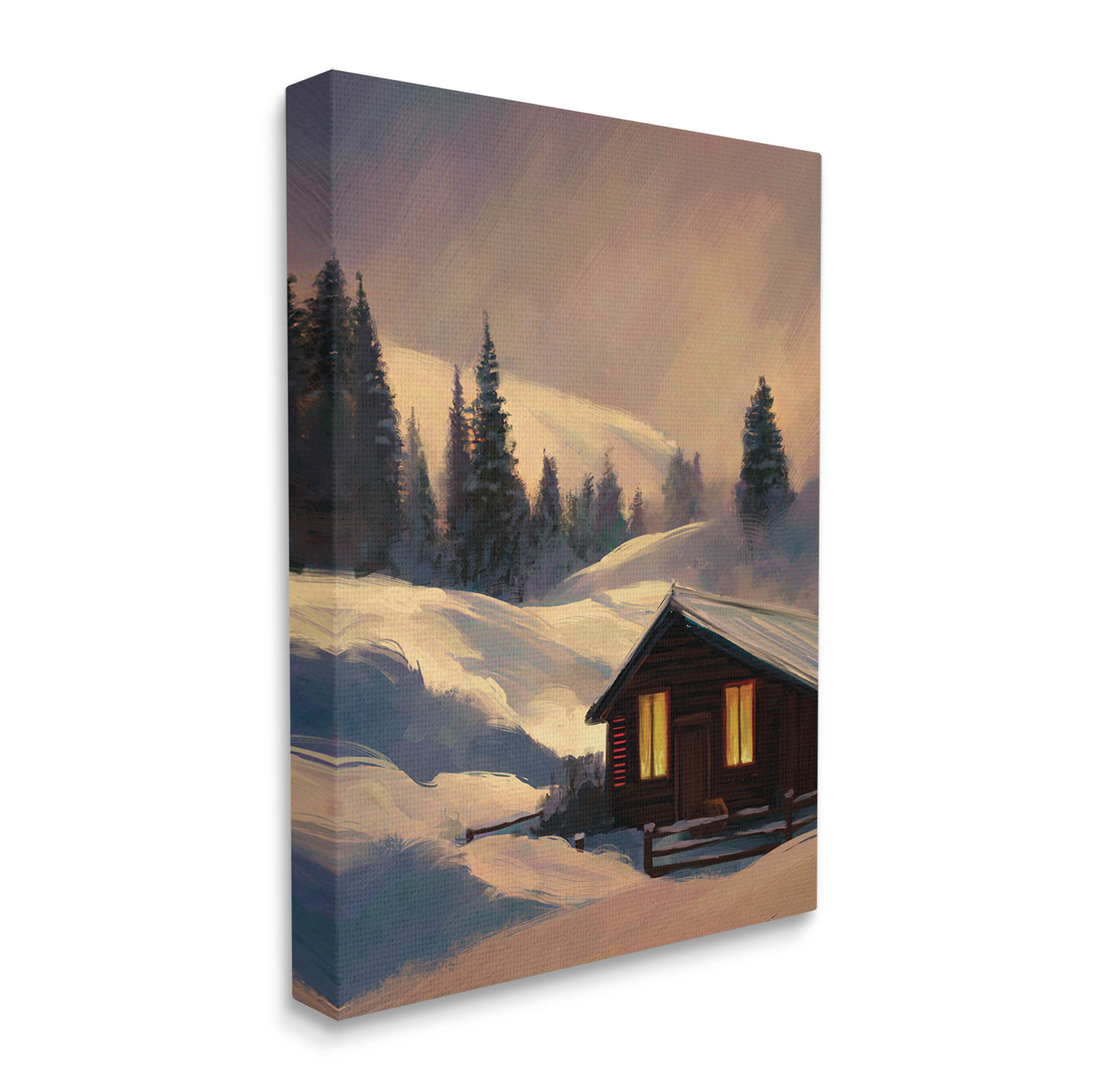 Stupell Industries Niveous Cottage Snow Scene Canvas Wall Art By Ziwei ...