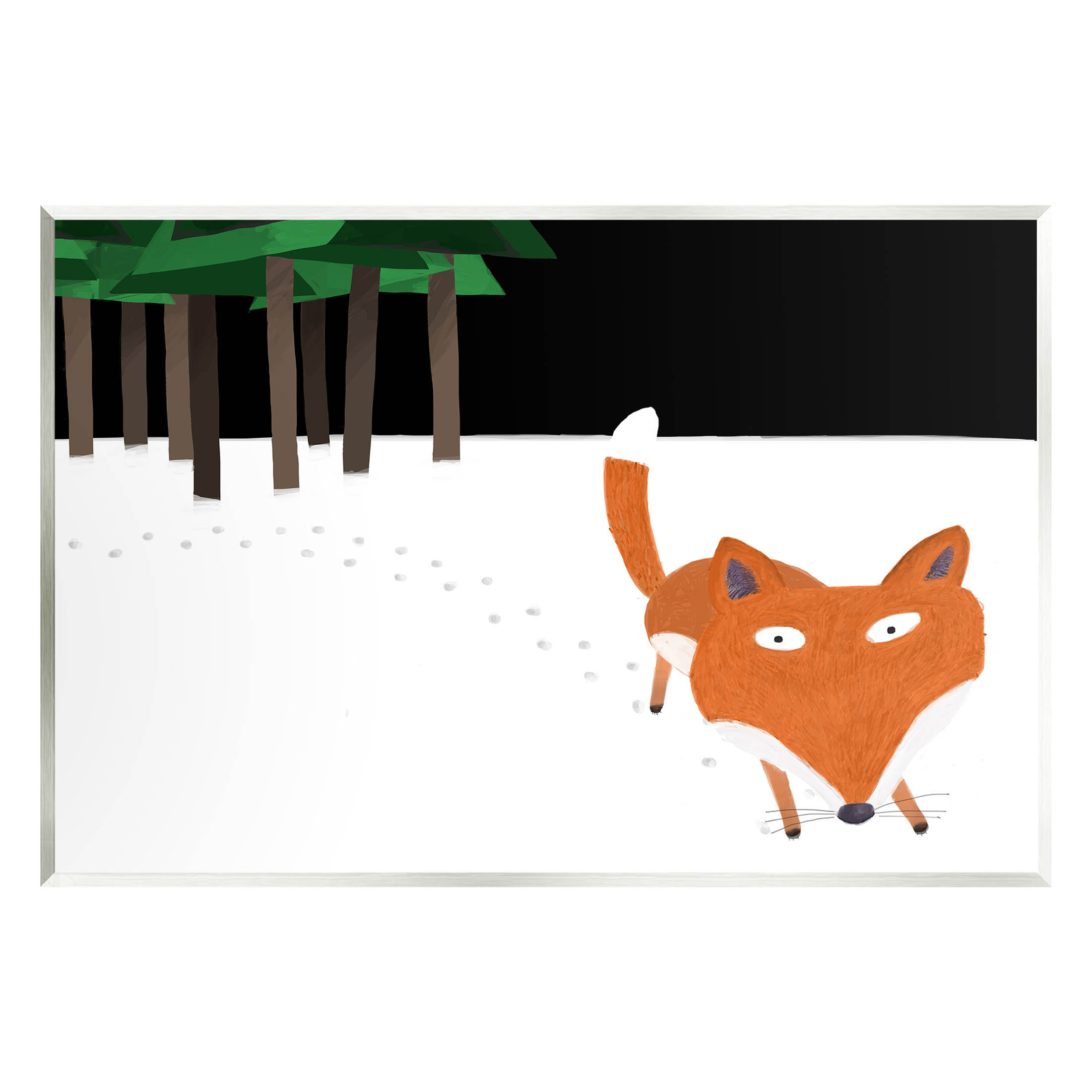 Stupell Industries Snowy Fox Paw Prints Wall Plaque Art By Carla Daly ...