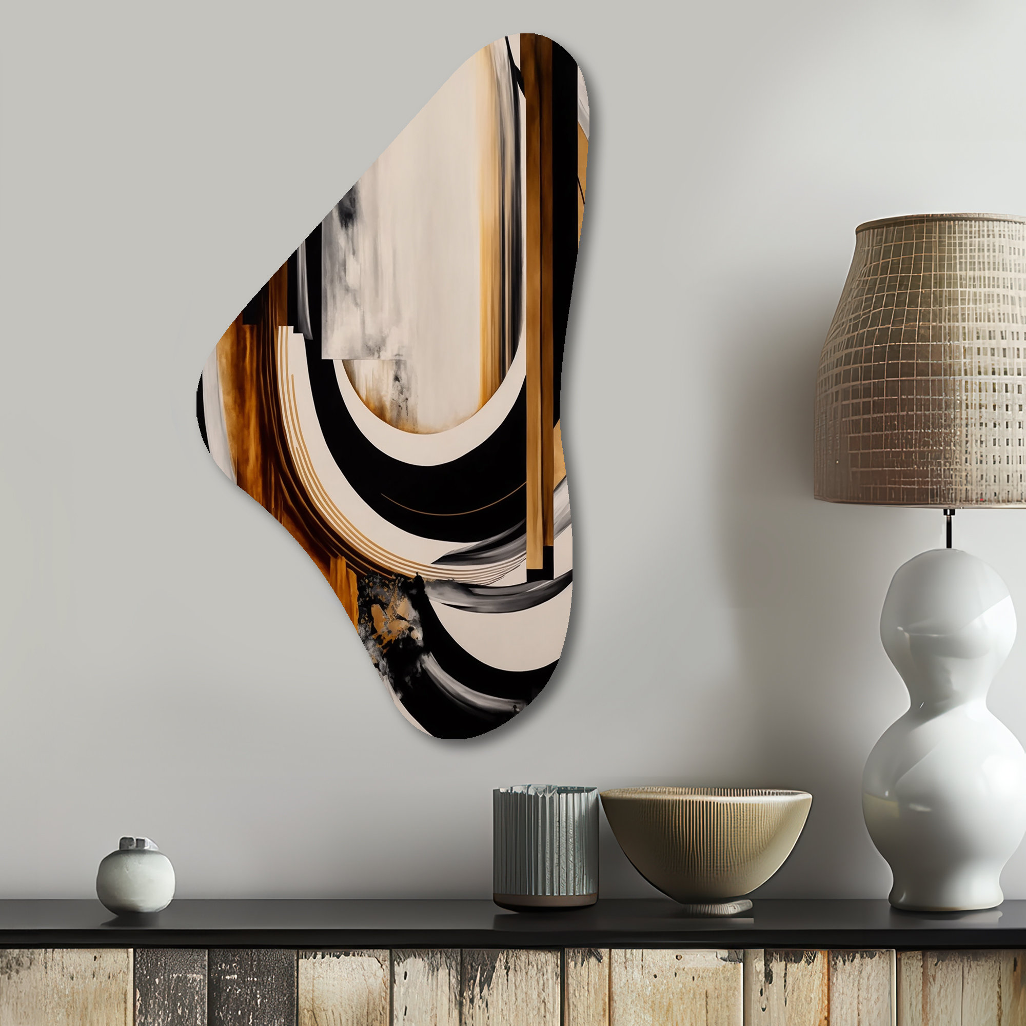 Design Art Gold Touch Art Deco IV - Abstract Boomerang Shape Irregular ...