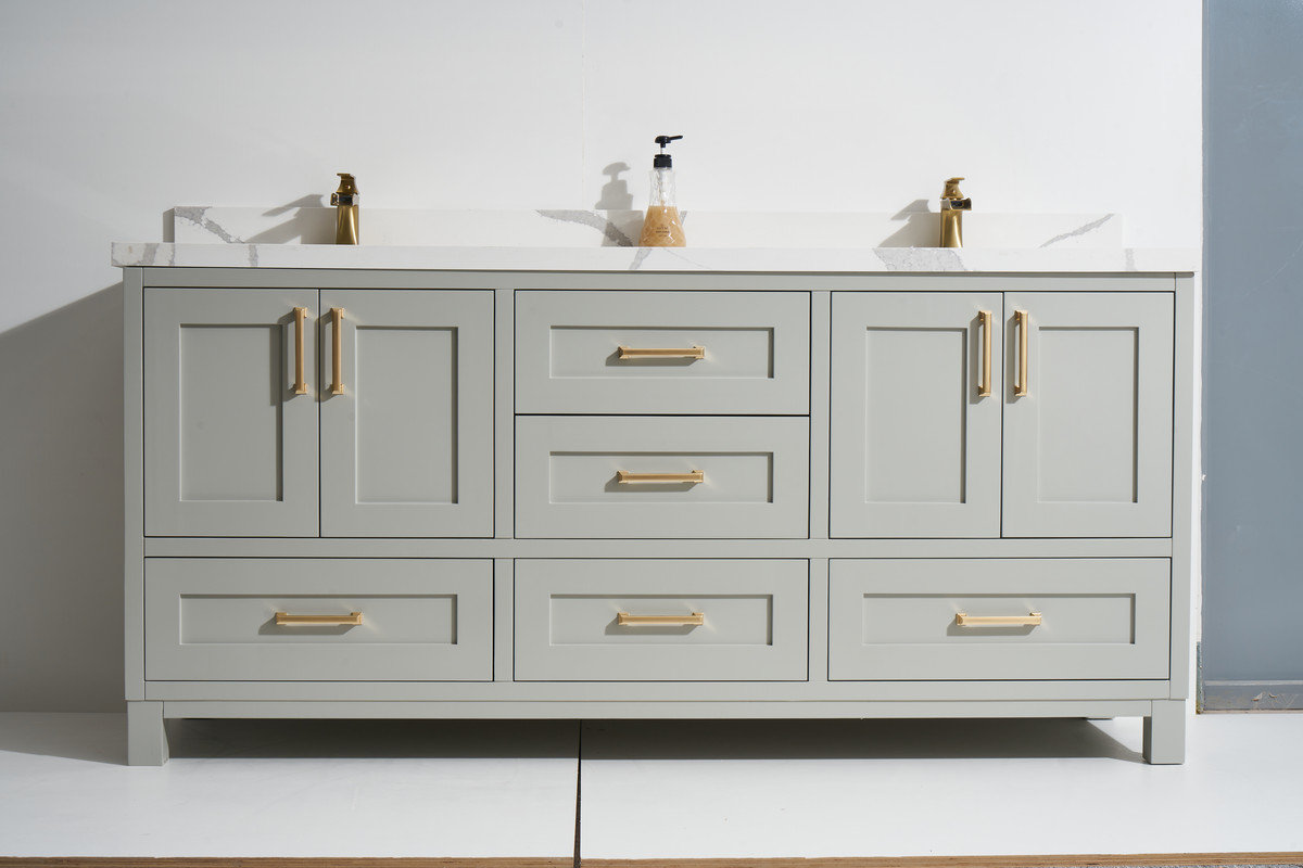 Lark Manor™ Barranco 73'' Double Bathroom Vanity with Quartz Top | Wayfair