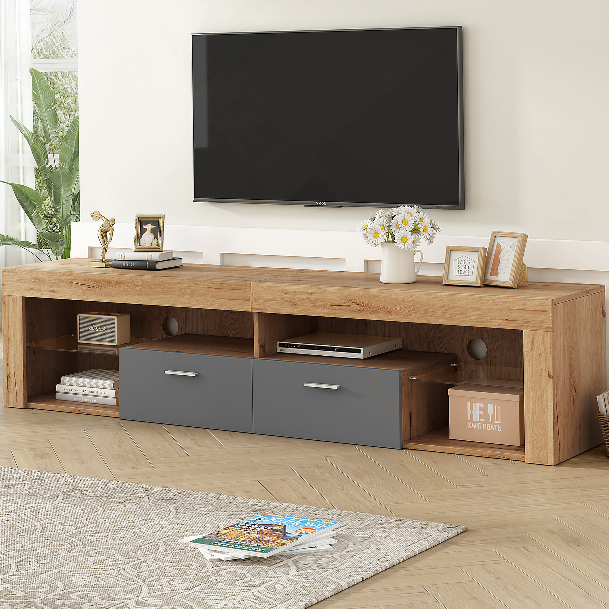 Mercer41 Modern Design Tv Stands, Led Light Entertainment Centre, Media ...