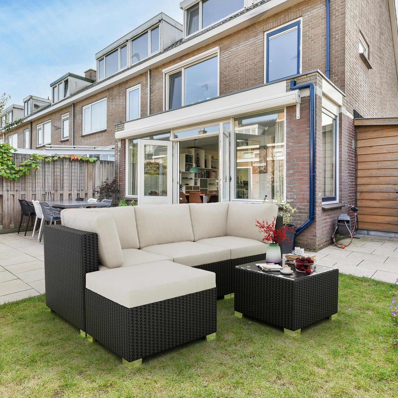 Ebern Designs Lennen 4 - Person Outdoor Seating Group with Cushions ...