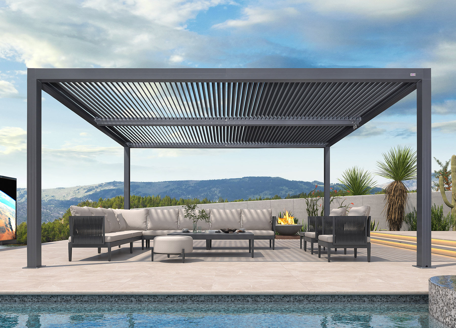 Purple Leaf 12 Ft. W x 16 Ft. D Louvred Pergola Aluminum Pergola with ...