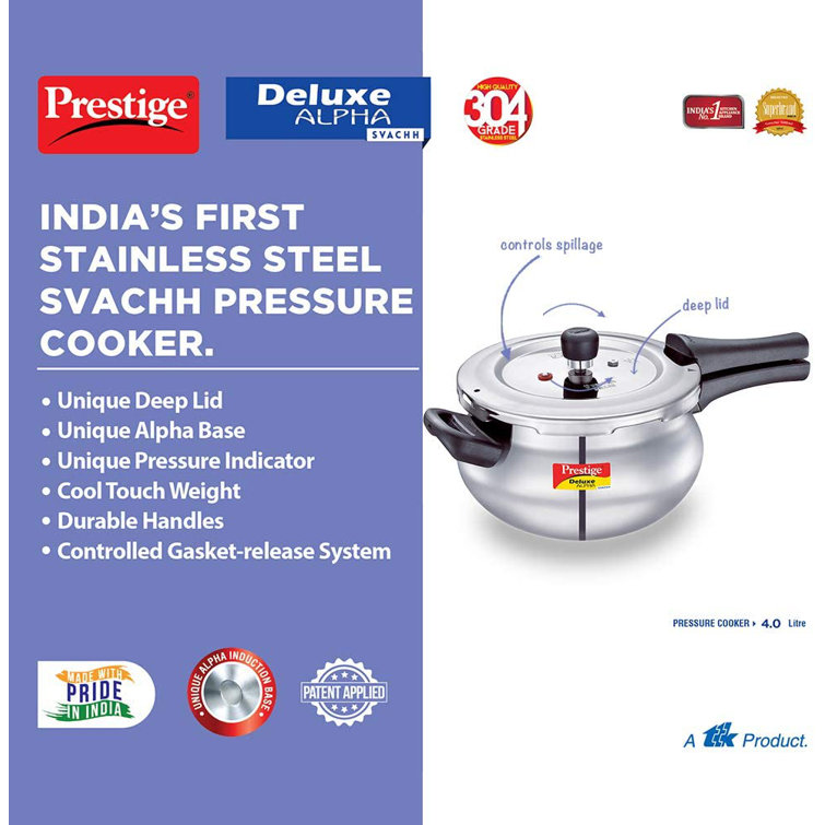 Prestige Cookers Prestige Deluxe Alpha Svachh Stainless Steel Pressure ...