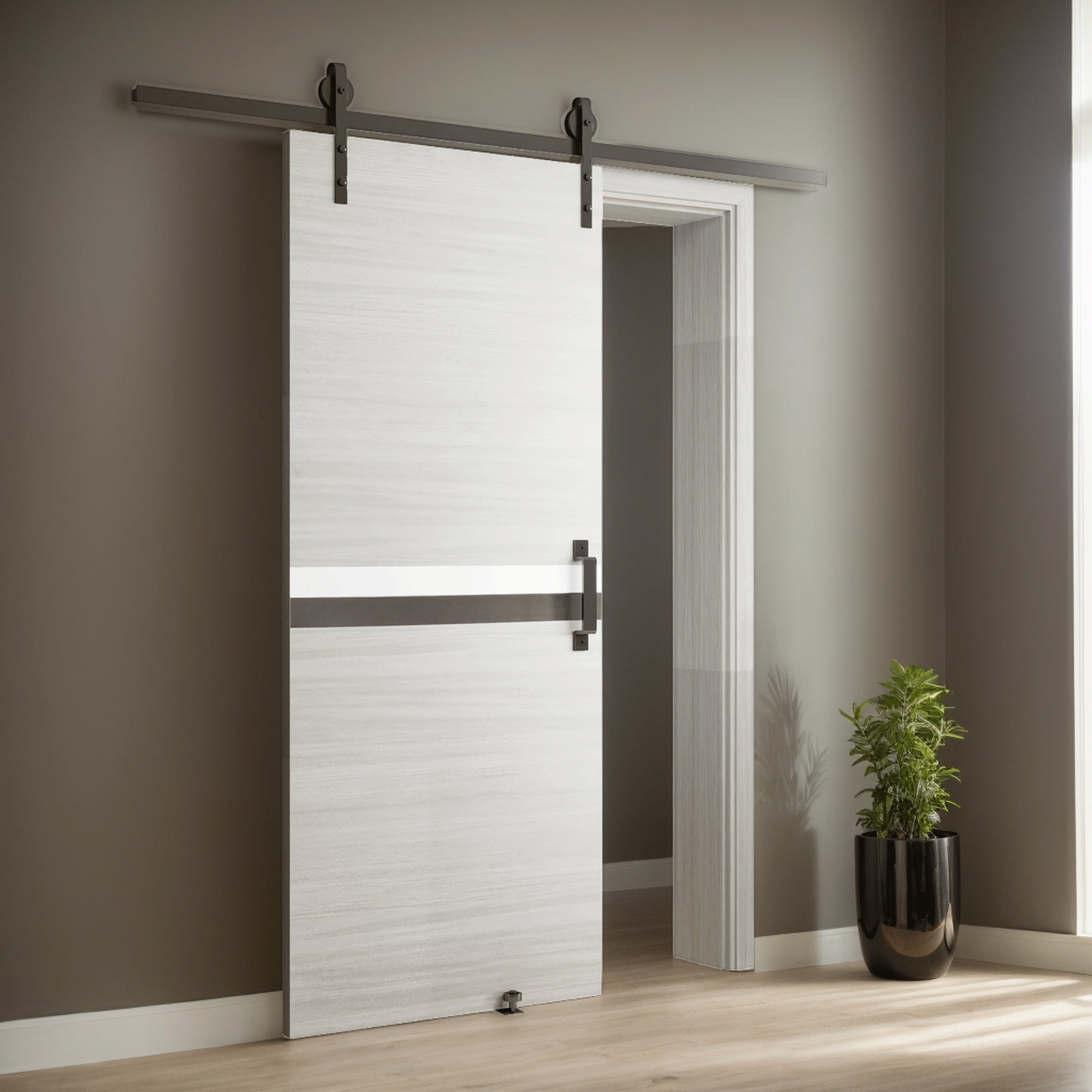 Visco Link Modern Melamine Integrated Door Slab with 6.6FT Sliding ...