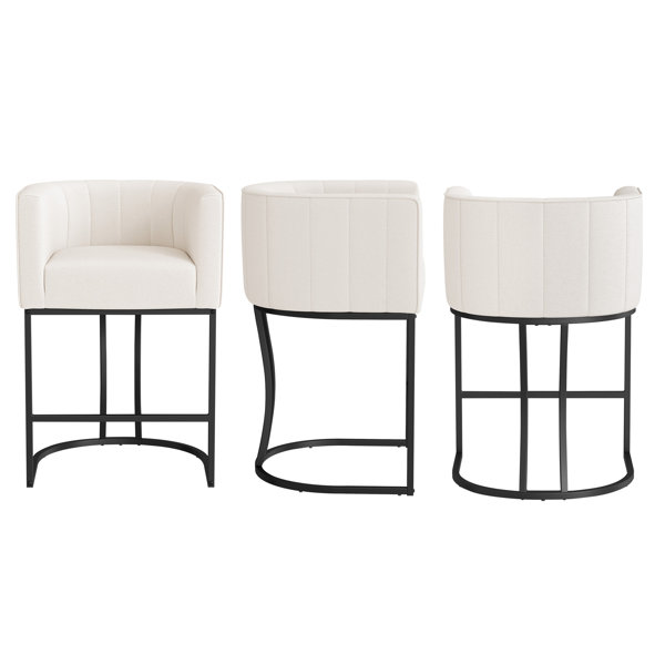 Hokku Designs 26.4" H Counter Height Bar Stools Set Of 3, Modern Barrel ...