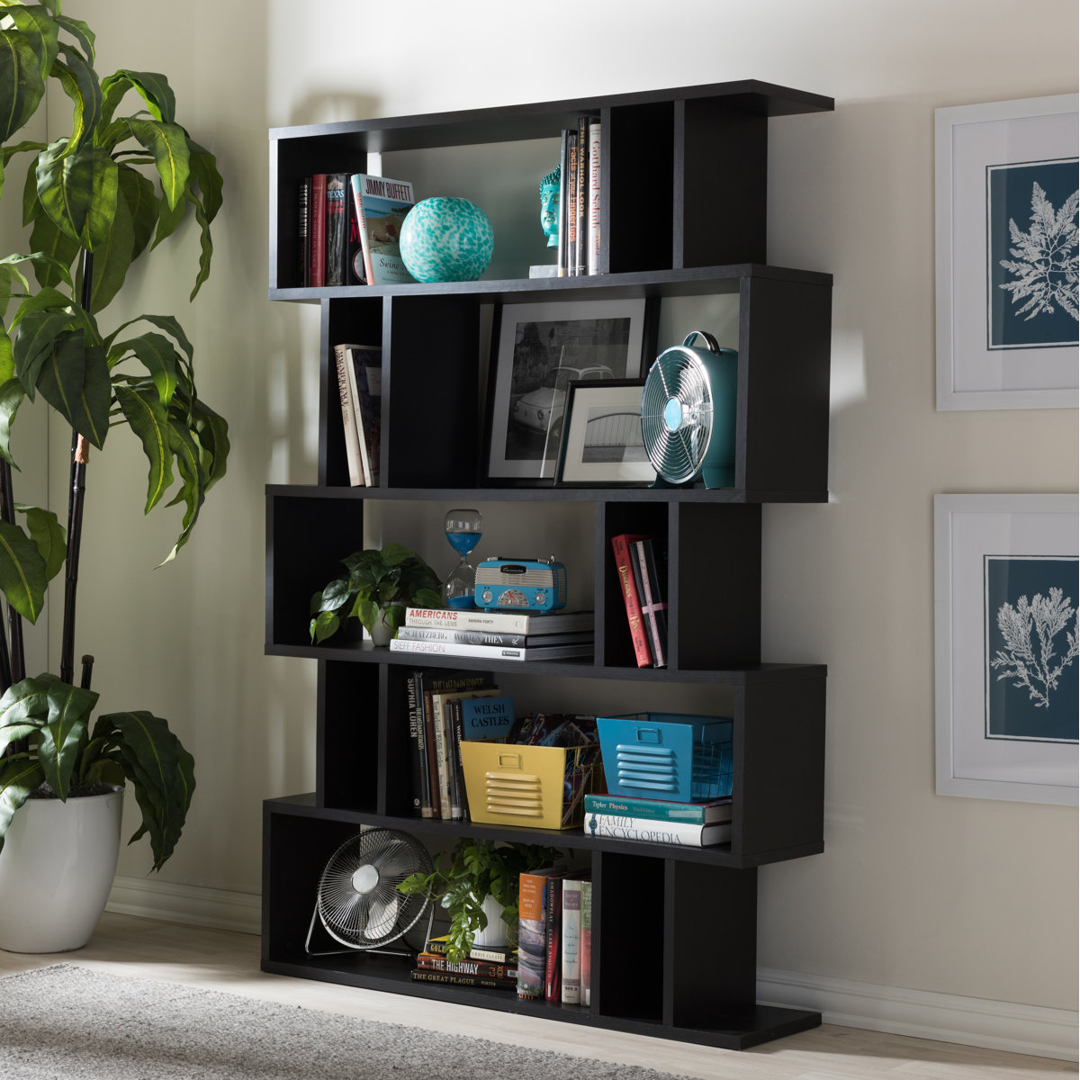 Ebern Designs Spicer Geometric Bookcase & Reviews | Wayfair